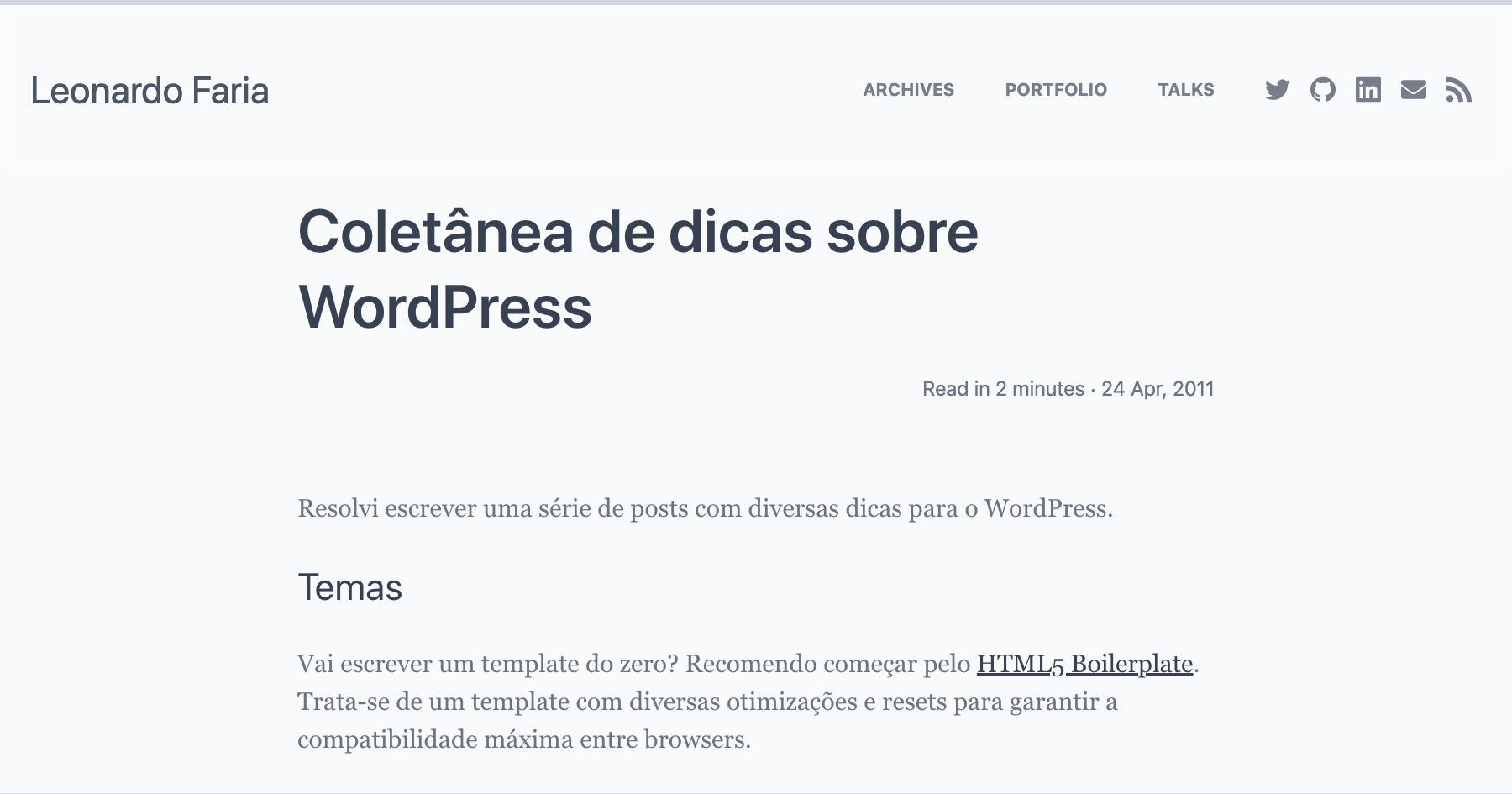 Coletânea de dicas sobre WordPress · Leonardo Faria