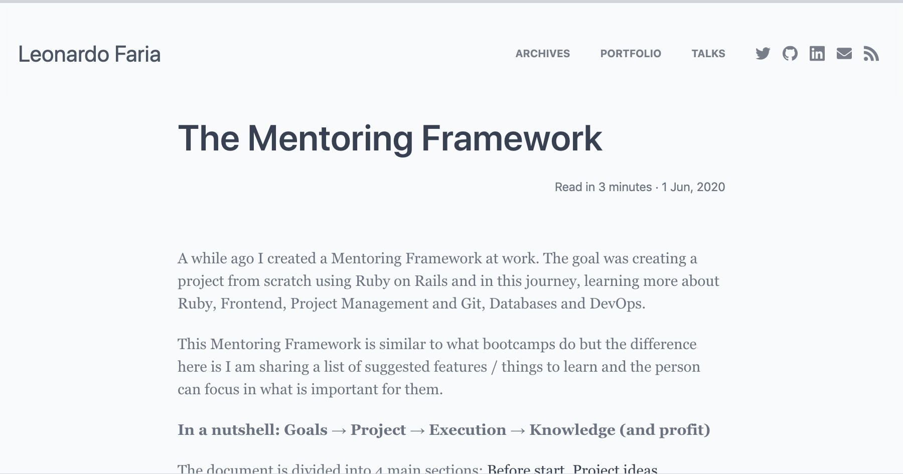 The Mentoring Framework · Leonardo Faria