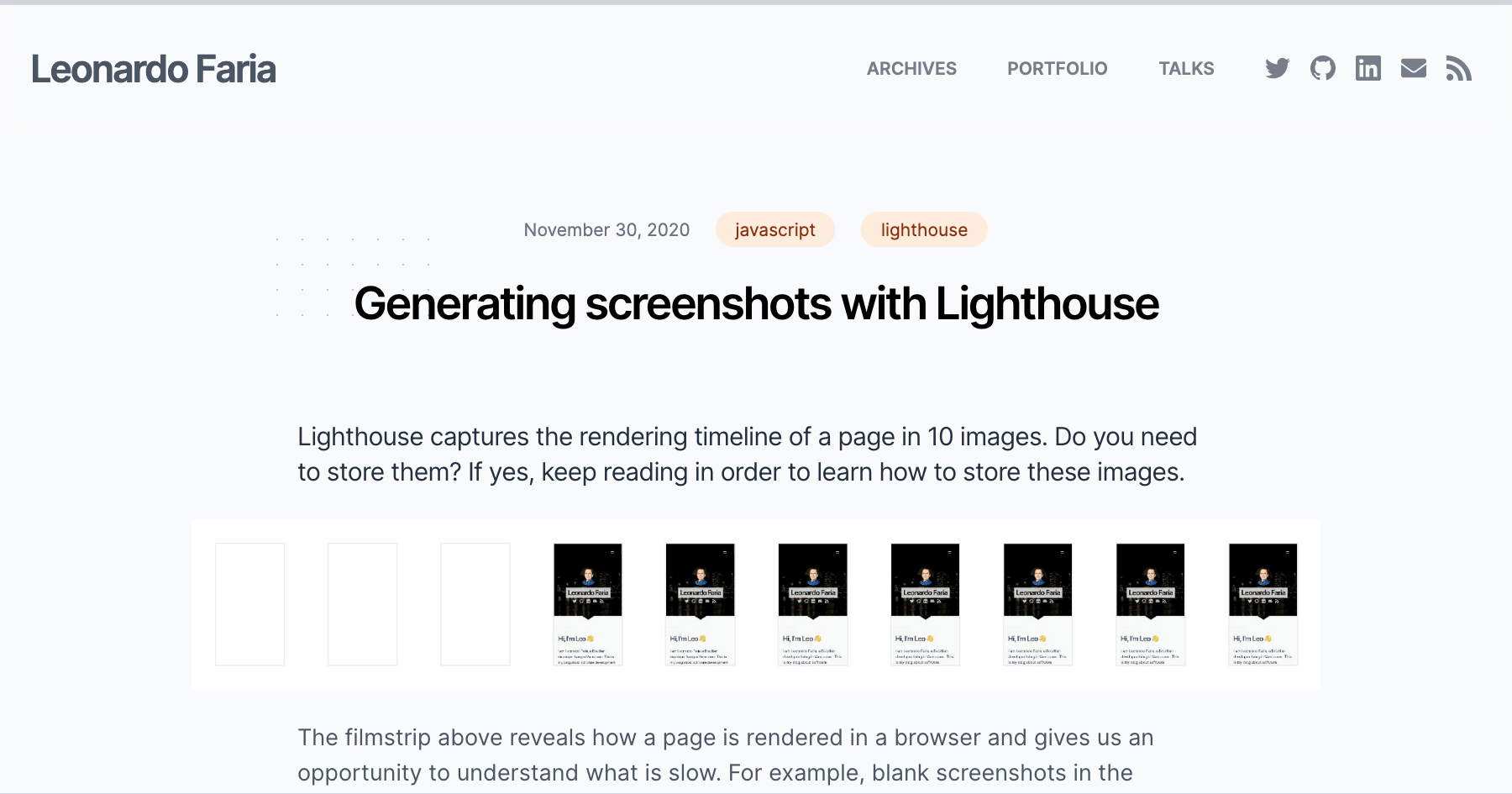 Generating screenshots with Lighthouse · Leonardo Faria